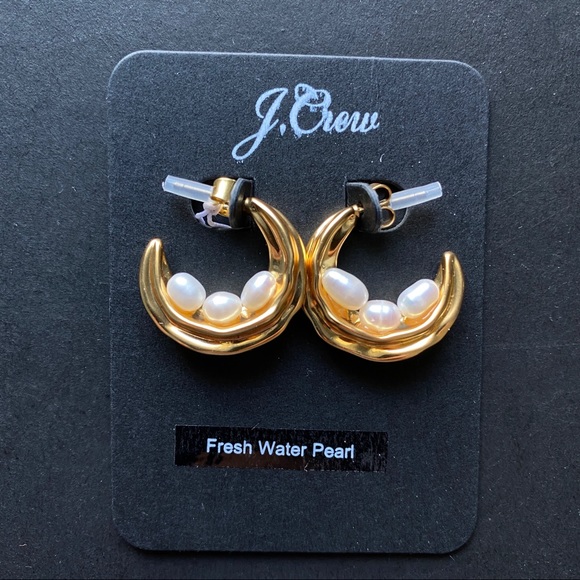 J. Crew | Jewelry | J Crew Nested Fresh Water Pearl Hoop Earrings ...